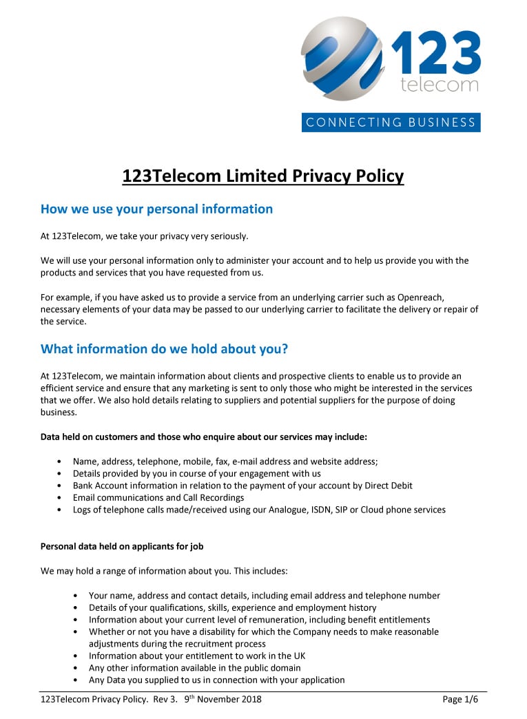 Downloads - 123Telecom - Telecommunications Service Provider